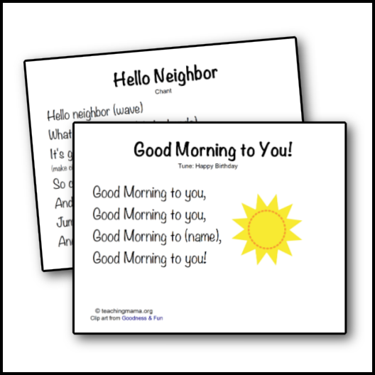 Good Morning Songs – Printables Club