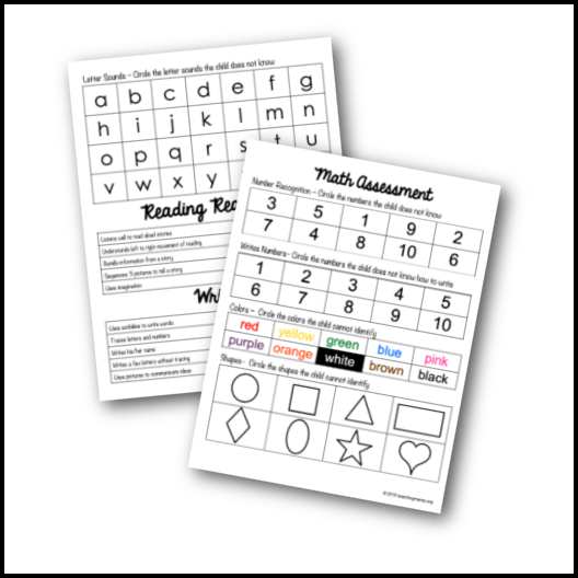 Preschool Assessment Form – Printables Club
