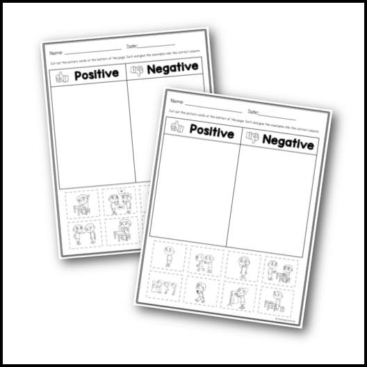 Positive and Negative Behavior Sorting – Printables Club